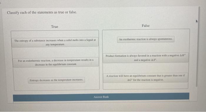 Solved Classify each of the statements as true or false. | Chegg.com