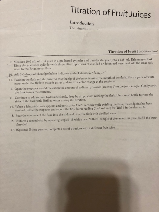 Solved Laboratory Report Name Section: Date: Titration of | Chegg.com