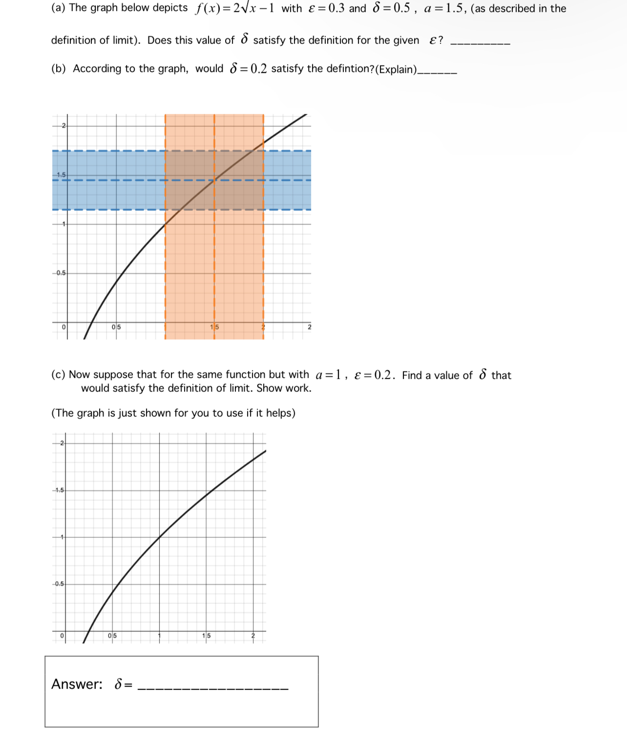 Solved (a) ﻿The graph below depicts f(x)=2x2-1 ﻿with ε=0.3 | Chegg.com