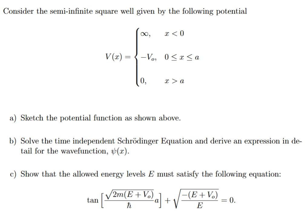 Solved Consider the semi-infinite square well given by ﻿the | Chegg.com