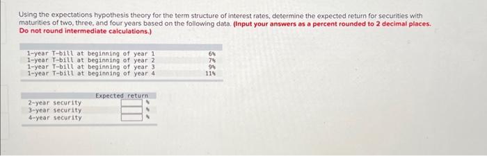 Solved Using the expectations hypothesis theory for the term | Chegg.com
