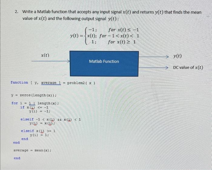 Solved Write a Matlab function that accepts any input signal | Chegg.com