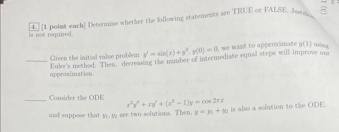 Solved 4 1 Point Each Determine Whether The Following 