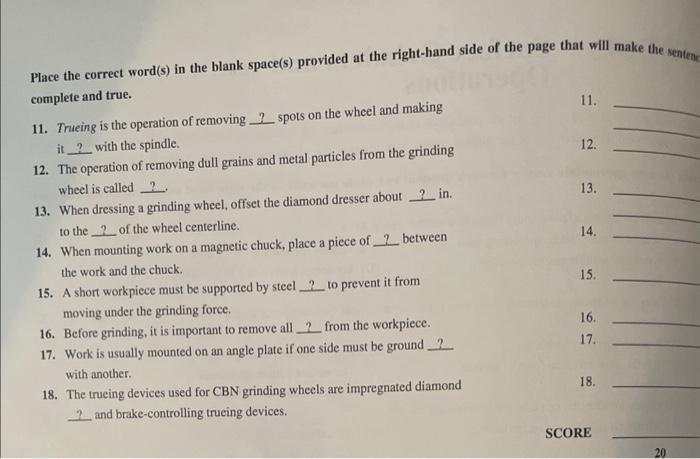 Solved 10. 11. 12. 13. 14. 15. 16. 17. 18.Place the correct | Chegg.com