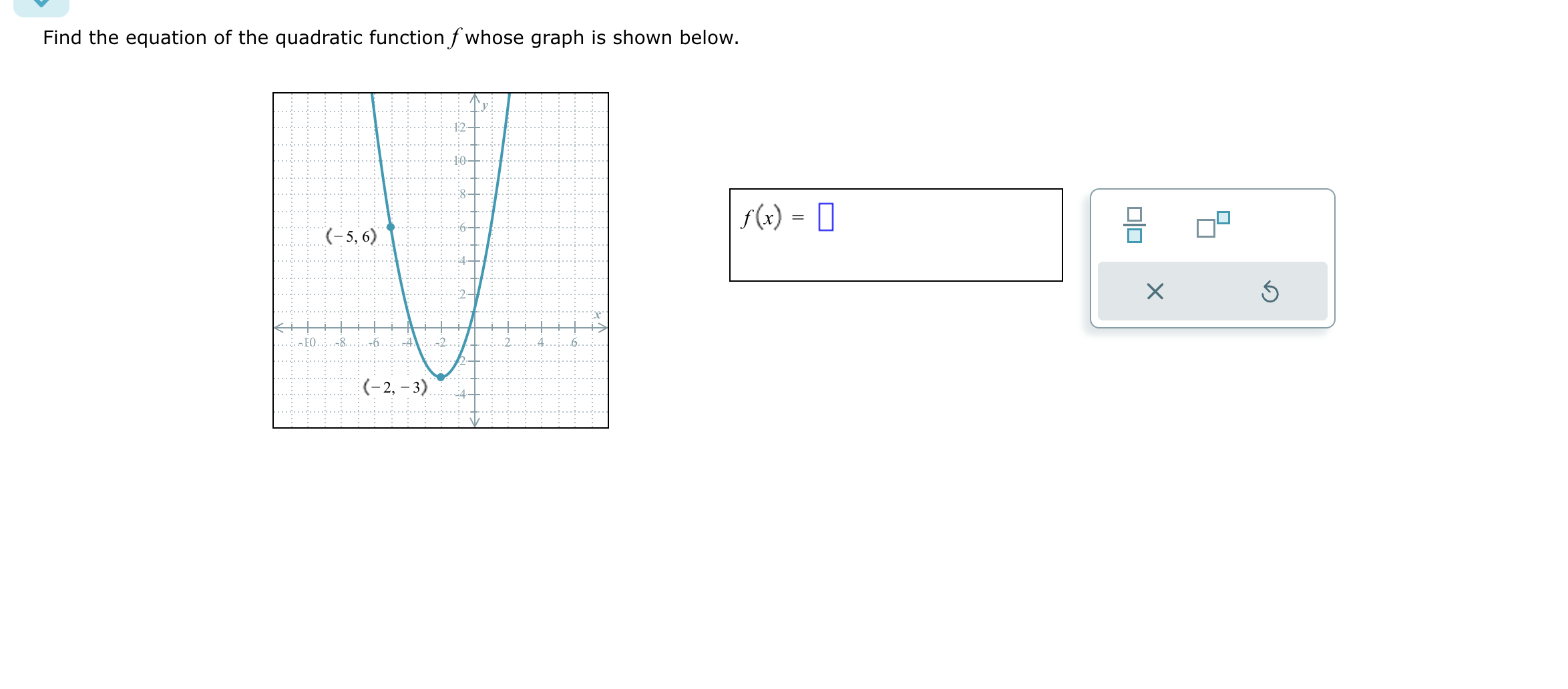 Solved Find The Equation Of The Quadratic Function F whose