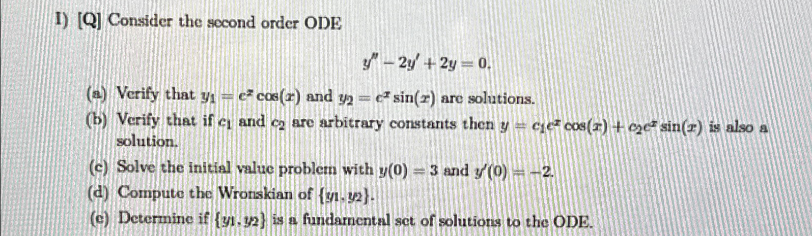 Solved I) Q Consider the second order | Chegg.com