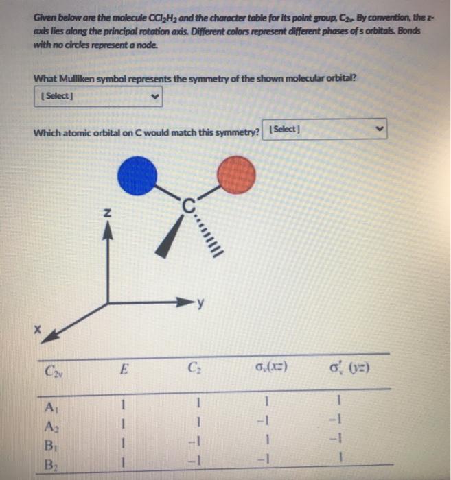 Solved Given below are the molecule CCl2H2 and the character | Chegg.com