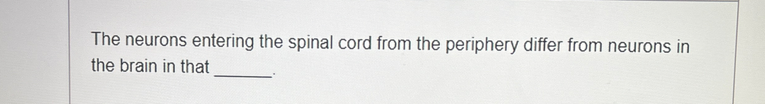 Solved The neurons entering the spinal cord from the | Chegg.com
