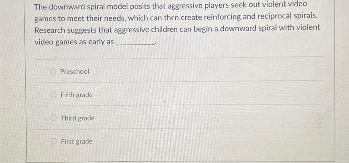The downward spiral model posits that aggressive | Chegg.com