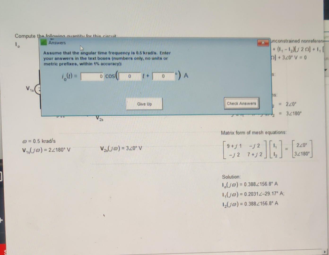 Circuit Tutor v3.24 Compute the following quantity | Chegg.com