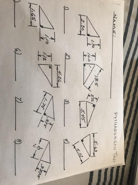 Solved NAME: PYTHAGOREAN THE 8.5 / 1 قم کا کوہلی ا 301 345 | Chegg.com