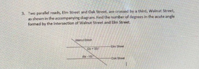 Solved 3. Two parallel roads, Elm Street and Oak Street, are | Chegg.com