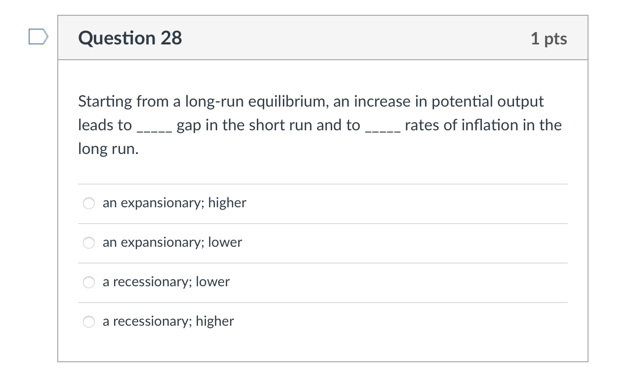 Solved Question 28Starting from a long-run equilibrium, an | Chegg.com