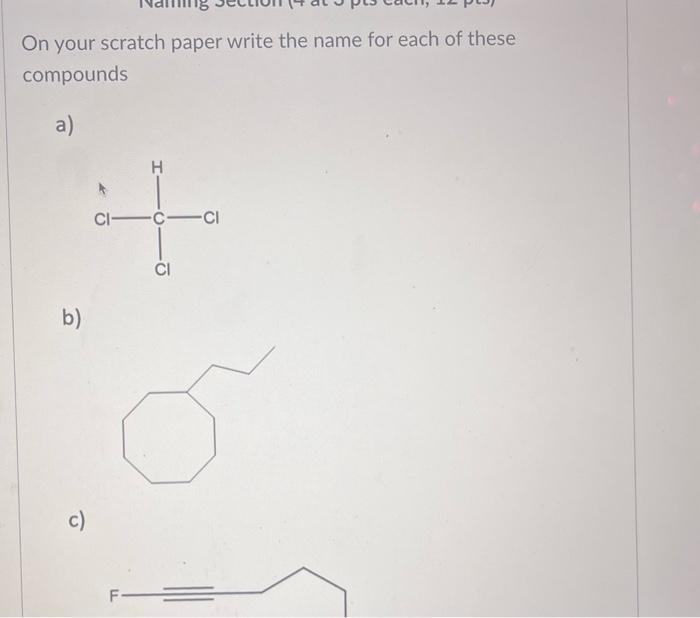 Solved On your scratch paper write the name for each of | Chegg.com