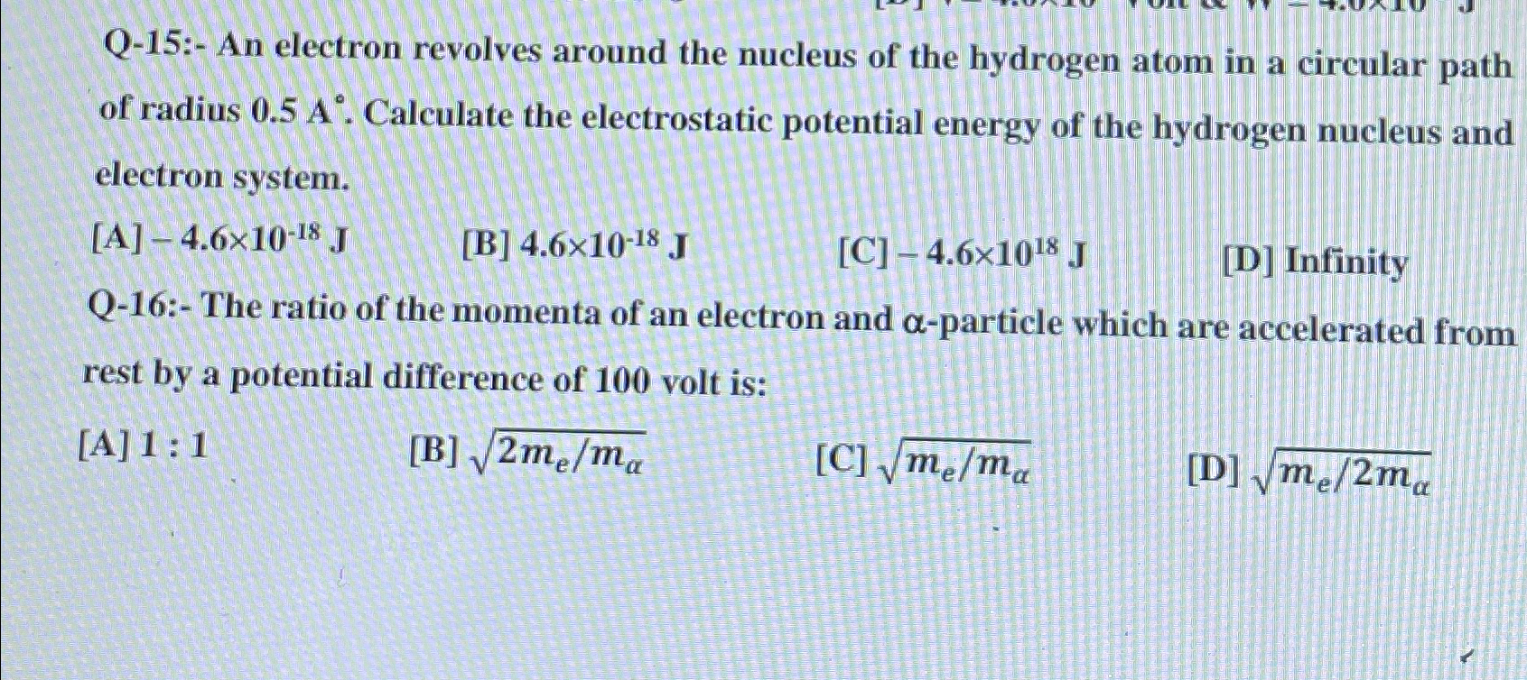 Solved Q 15 ﻿an Electron Revolves Around The Nucleus Of