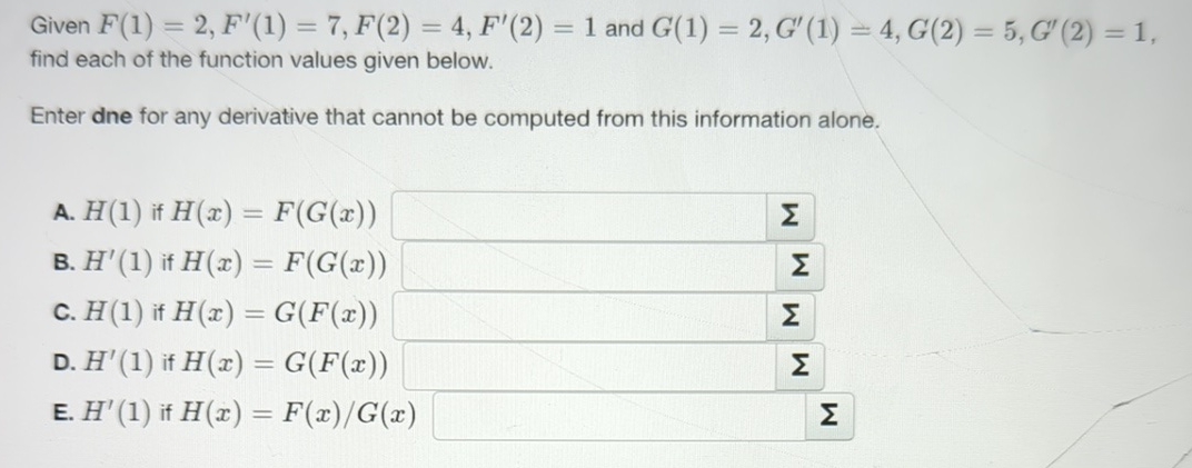 Solved Given F(1)=2,F'(1)=7,F(2)=4,F'(2)=1 ﻿and | Chegg.com