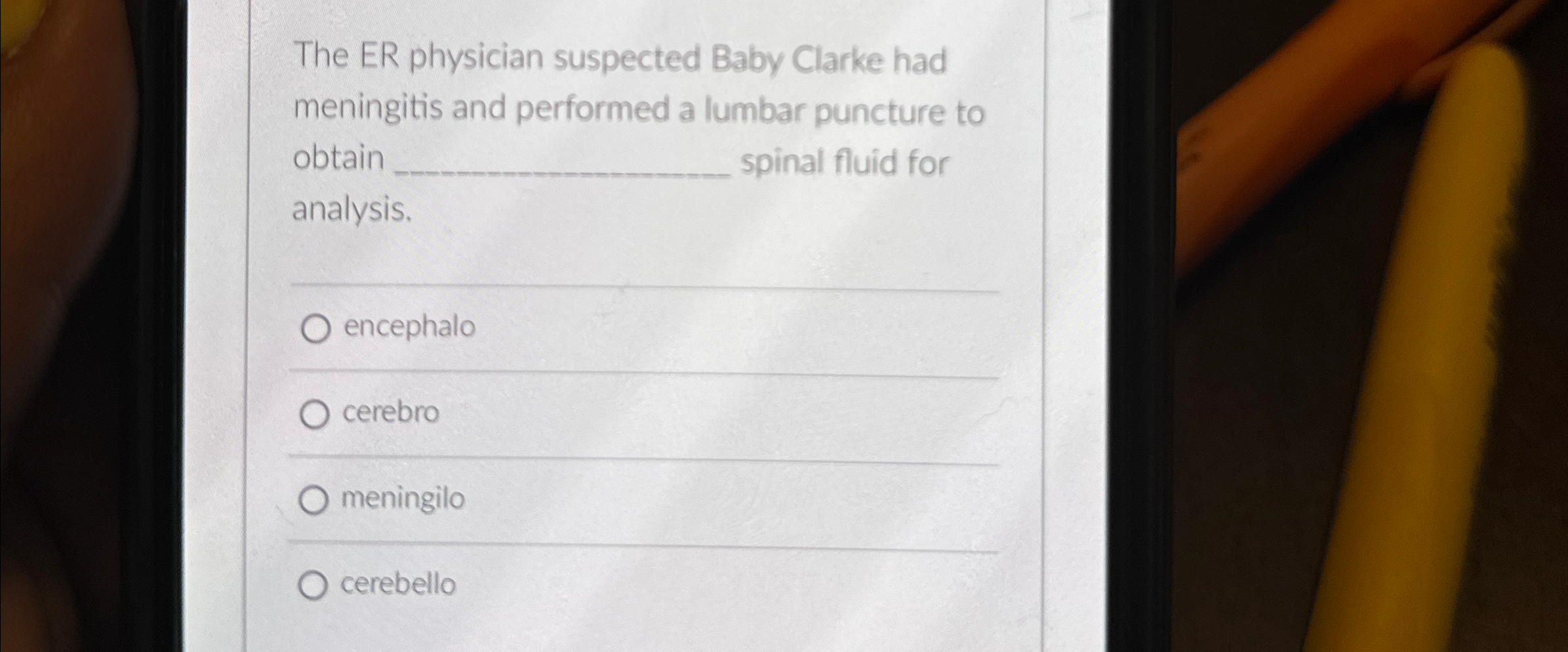 The ER physician suspected Baby Clarke had meningitis | Chegg.com