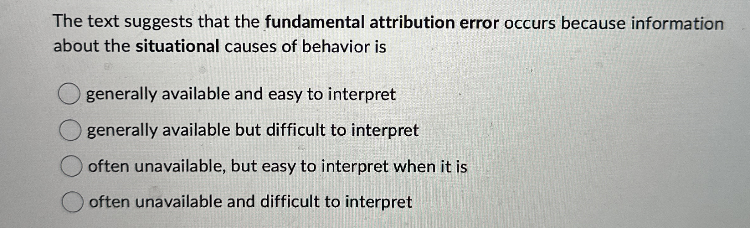 Solved The text suggests that the fundamental attribution | Chegg.com