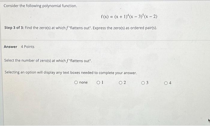 Solved Consider the following polynomial function. | Chegg.com