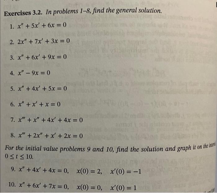 Solved Exercises 3 2 In Problems 1 8 Find The General