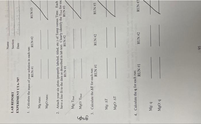 Name LAB REPORT Section EXPERIMENT UTA-707 Date 1. | Chegg.com