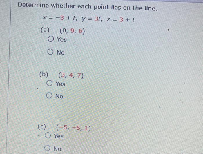 Solved Determine whether each point lies on the line. | Chegg.com
