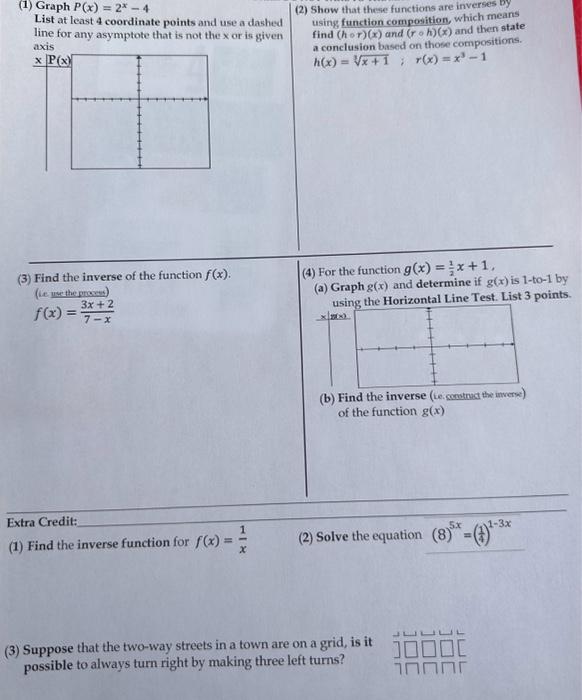 Solved (1) Graph P(x)=2x−4 (2) Show that these functions are | Chegg.com