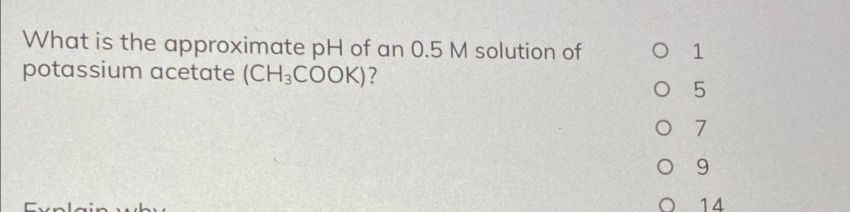 Solved What is the approximate pH ﻿of an 0.5M ﻿solution of | Chegg.com