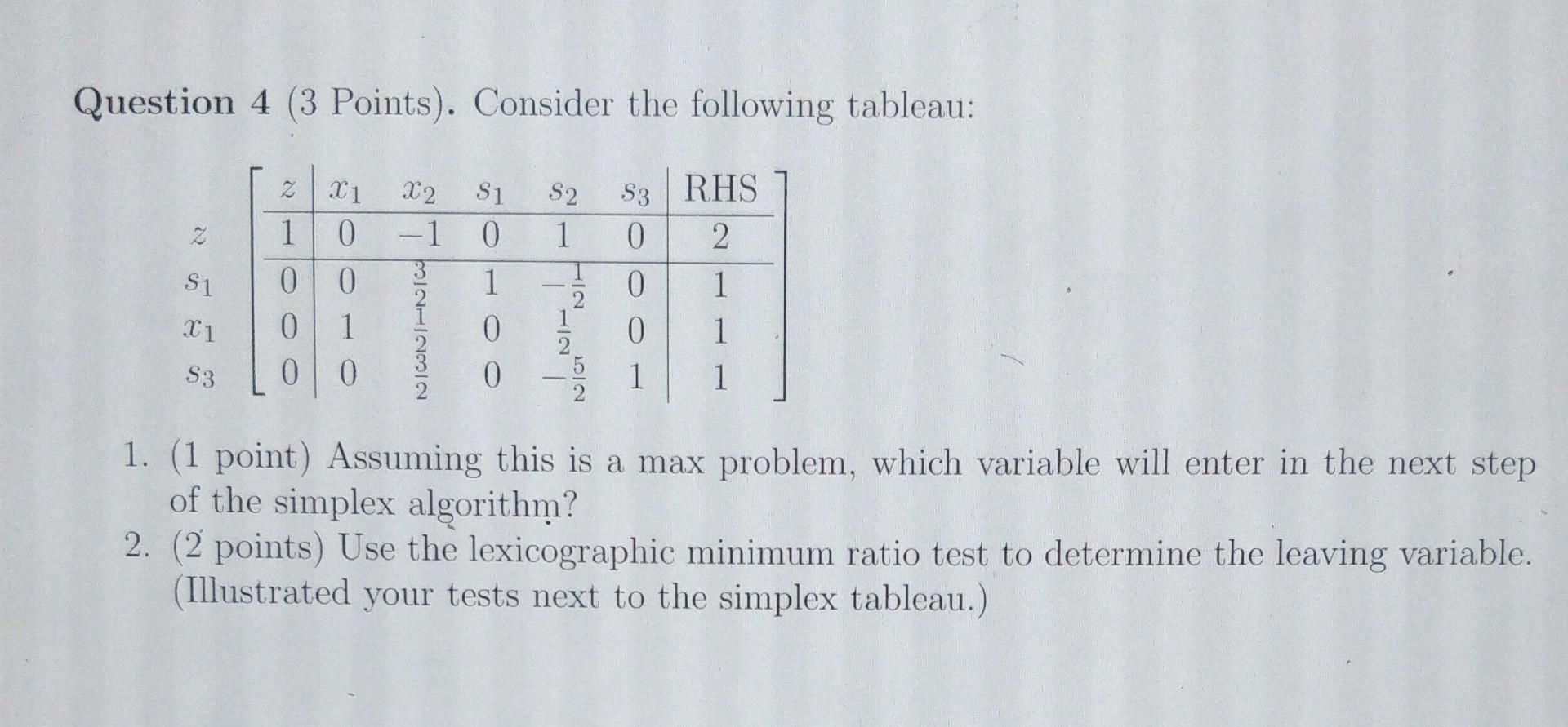 Solved Question 4 (3 Points). Consider the following | Chegg.com