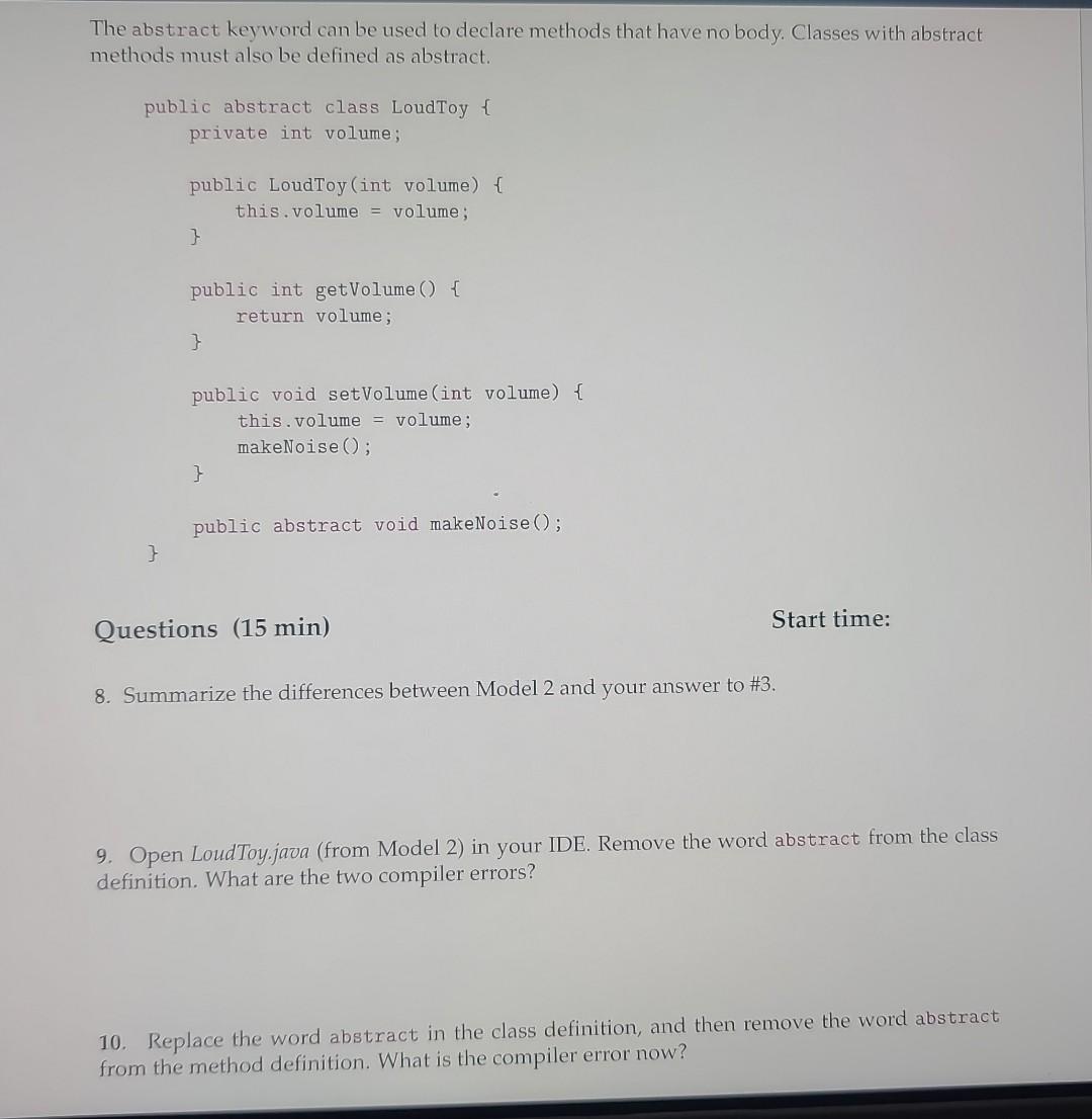 Solved The abstract keyword can be used to declare methods | Chegg.com