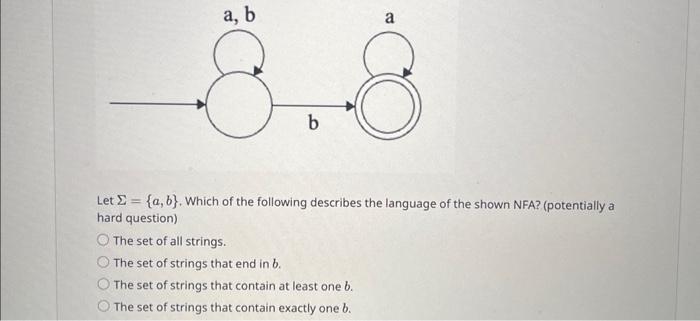 Solved Let \\( \\Sigma=\\{a, b\\} \\). Which of the | Chegg.com