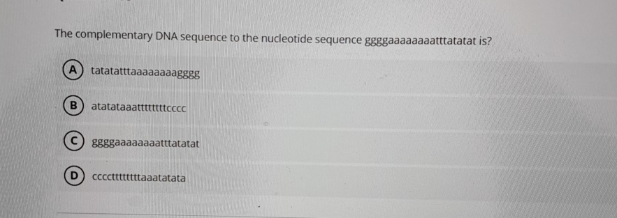 Solved The complementary DNA sequence to the nucleotide | Chegg.com