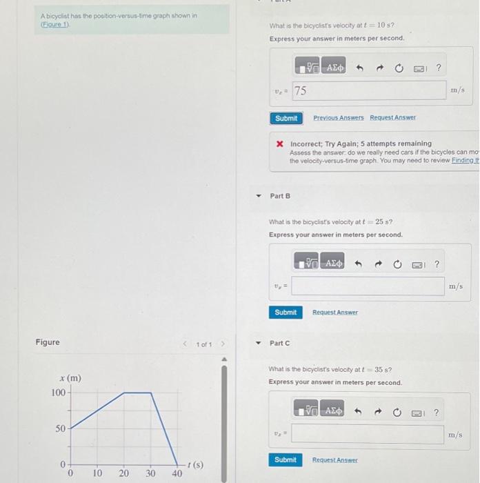 Solved A Bicyclist Has The Postion Versus Time Graph Shown