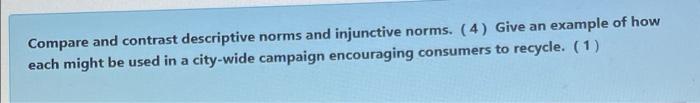 Solved Compare and contrast descriptive norms and injunctive | Chegg.com