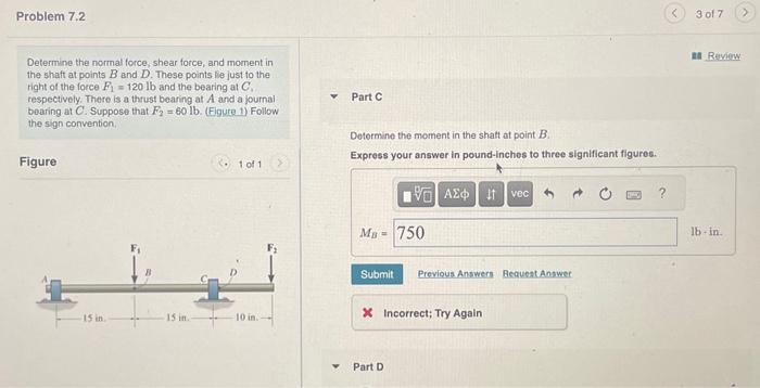 Solved Determine the normal force, shear force; and moment | Chegg.com
