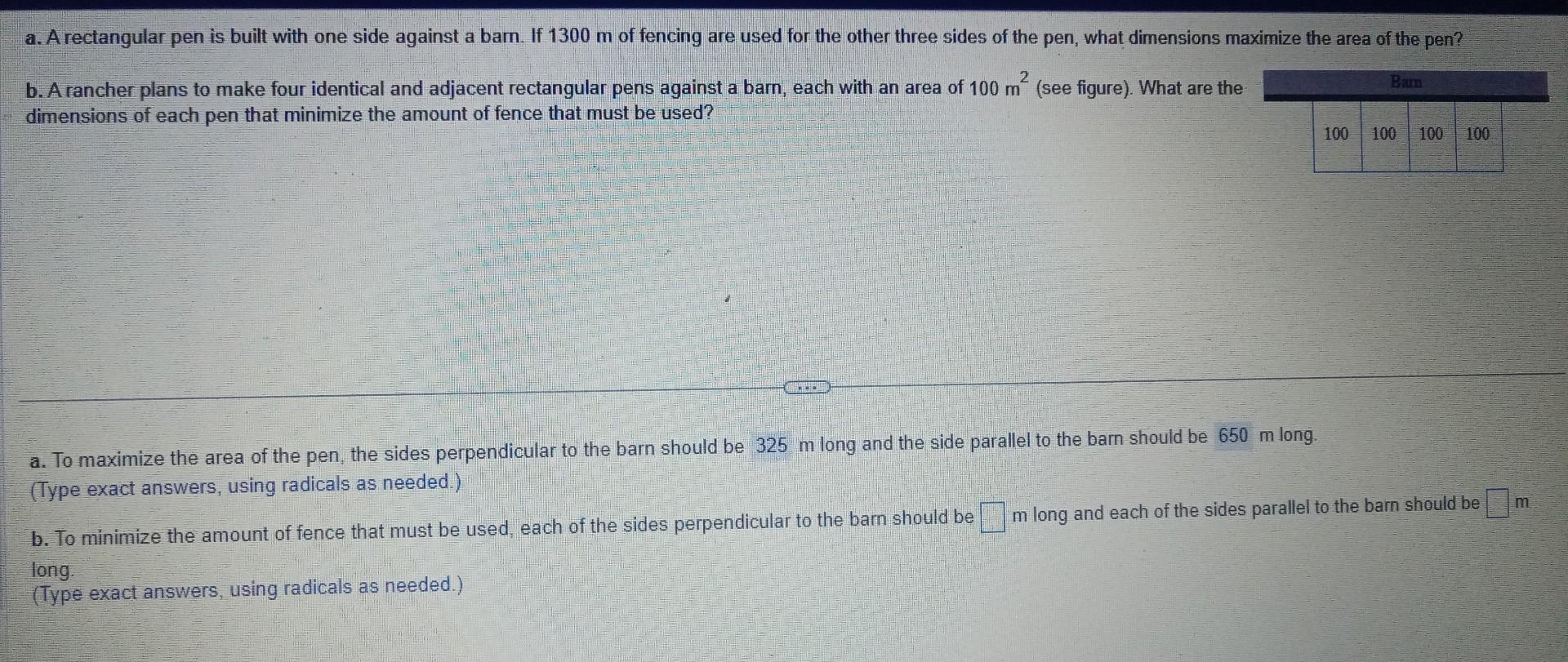 Solved a. A rectangular pen is built with one side against a | Chegg.com