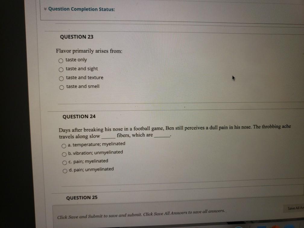 Solved Question Completion Status: QUESTION 23 Flavor | Chegg.com