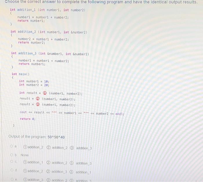 Solved Choose the correct answer to complete the following | Chegg.com