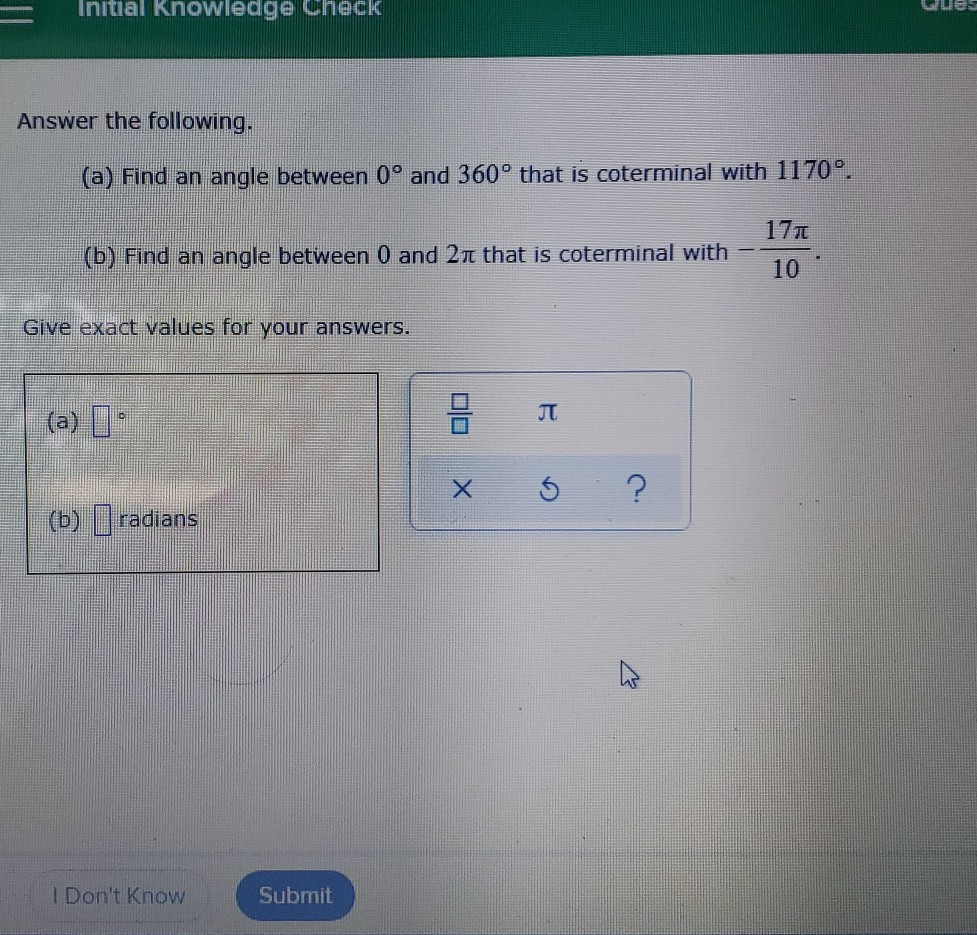 Solved Initial Knowledge Check Gues Answer the following. | Chegg.com