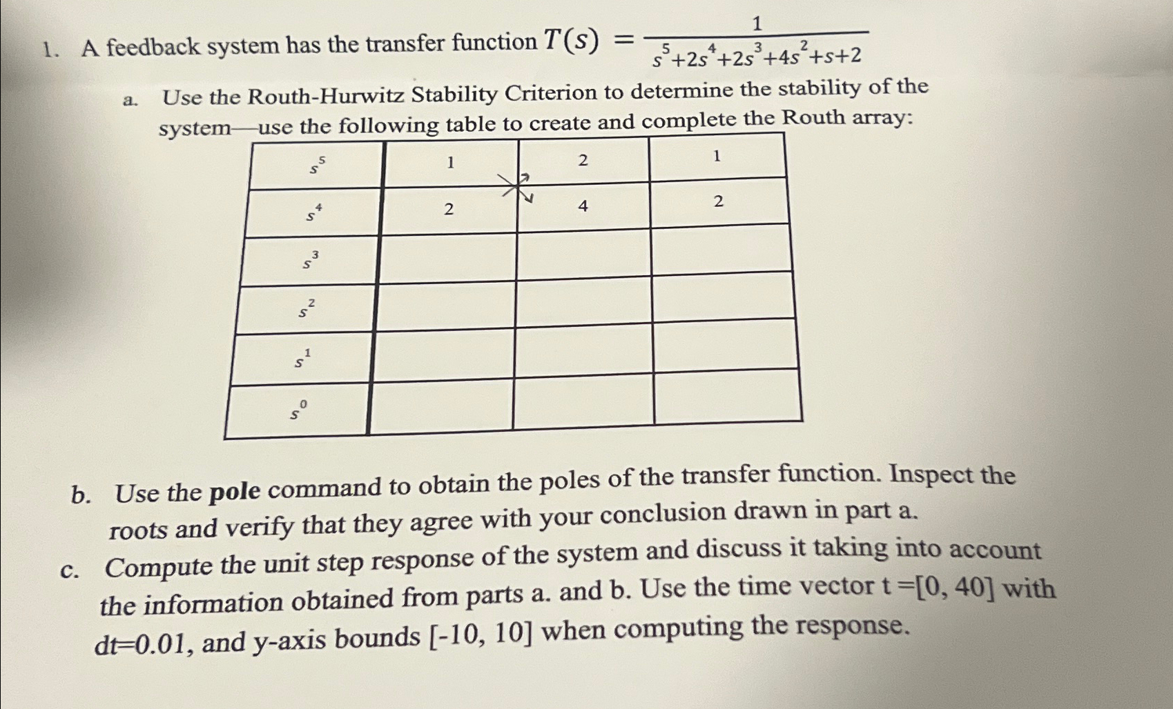 A feedback system has the transfer function | Chegg.com
