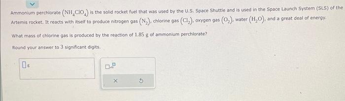 Solved Ammonium perchlorate (NH4ClO4) is the solid rocket | Chegg.com