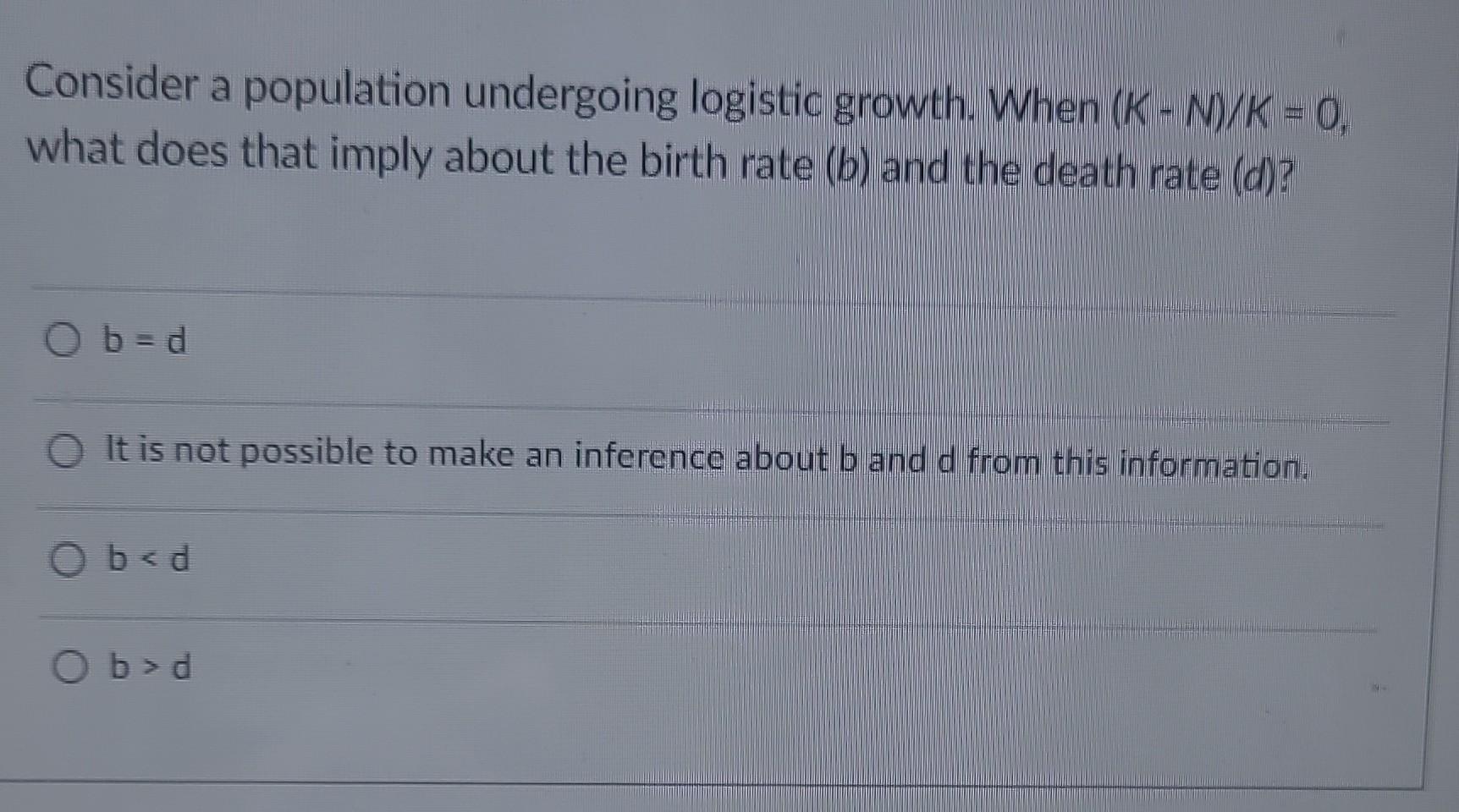 Solved Consider a population undergoing logistic growth. | Chegg.com