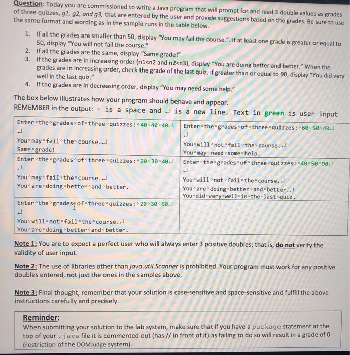 Solved Question: Today you are commissioned to write a Java | Chegg.com