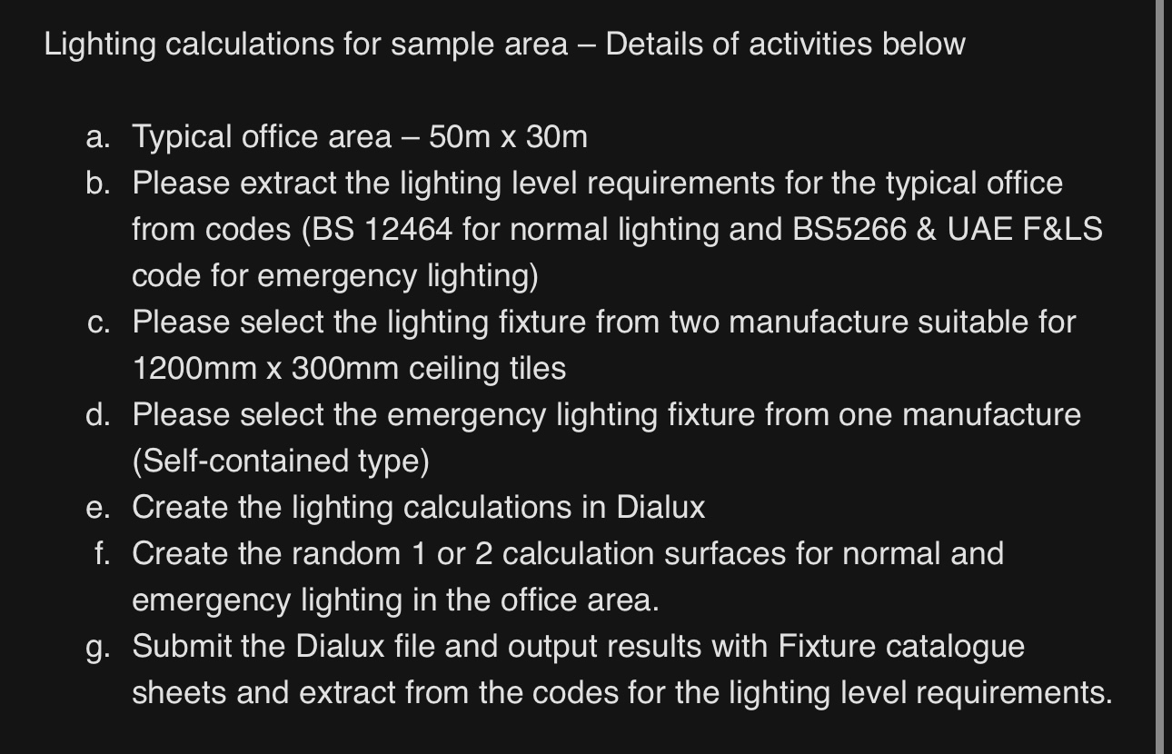 Lighting calculations for sample area - ﻿Details of | Chegg.com
