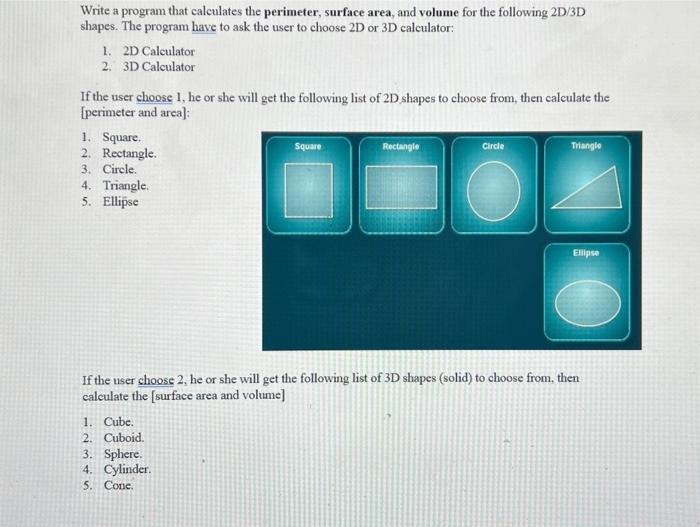 Solved Write a program that calculates the perimeter, | Chegg.com