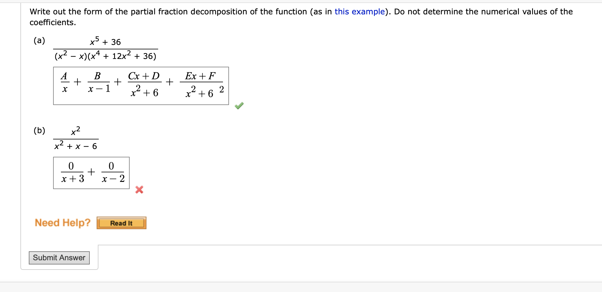 Solved Write out the form of the partial fraction | Chegg.com