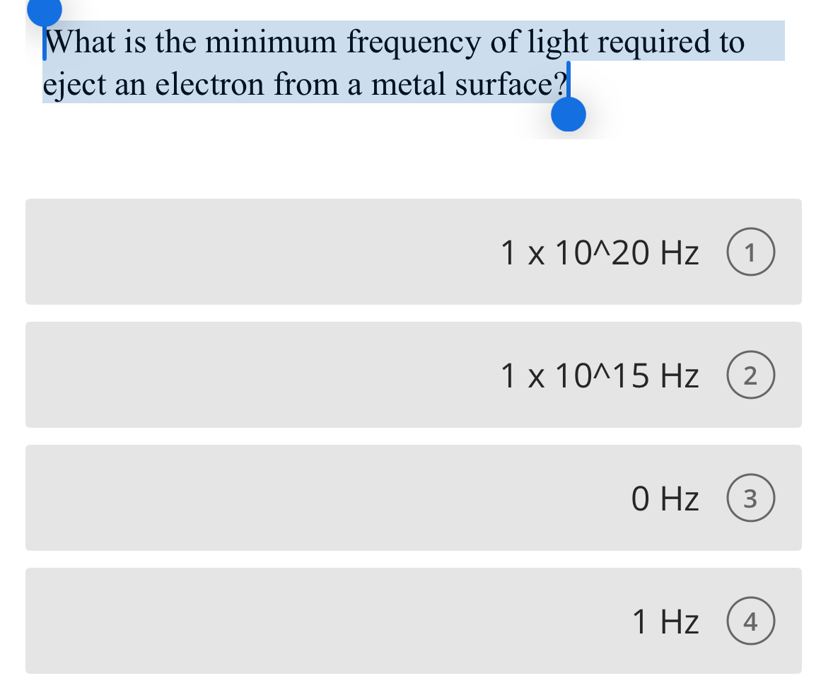 Solved What is the minimum frequency of light required to | Chegg.com