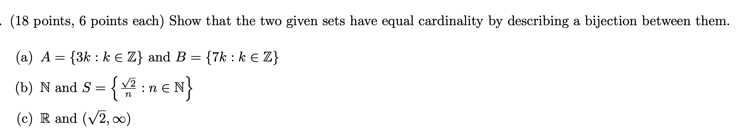Solved (18 ﻿points, 6 ﻿points each) ﻿Show that the two given | Chegg.com