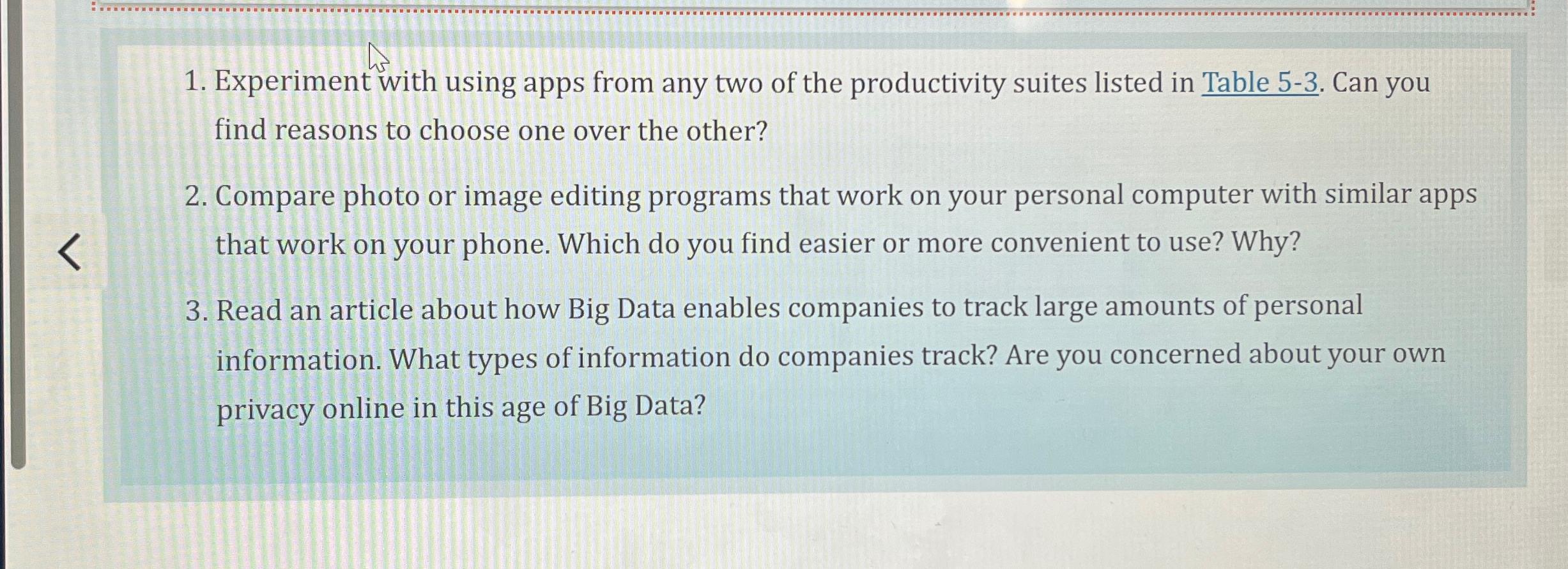 Solved Experiment with using apps from any two of the | Chegg.com