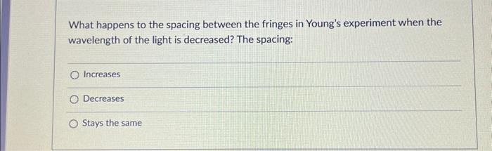 Solved What happens to the spacing between the fringes in | Chegg.com